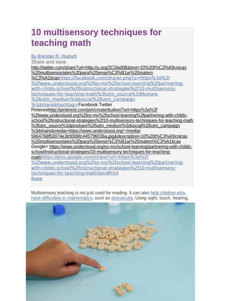 10 Multisensory Techniques For Teaching Mathematics | PDF | Mathematics ...