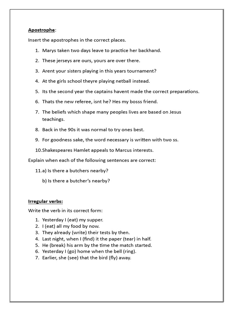 Language Exercises | PDF