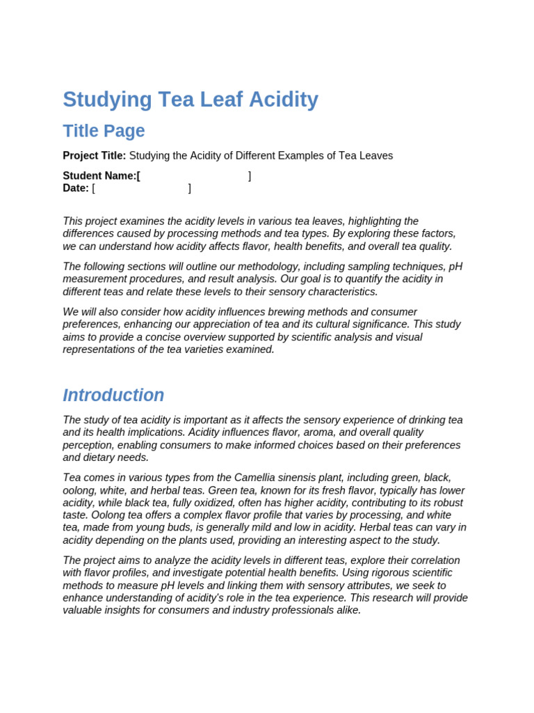 Studying Tea Leaf Acidity | PDF | Tea | Ph