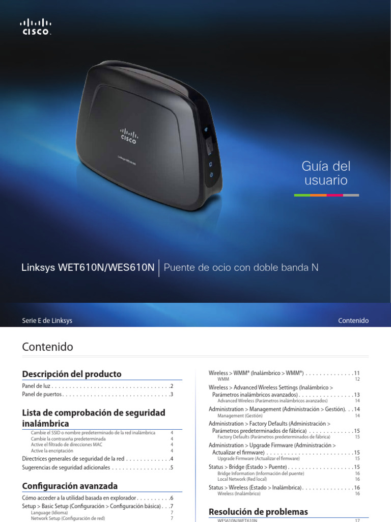 001092789-an-01-es-LINKSYS WES610N 4PT DB BRIDGE | PDF | Dirección IP | Wifi