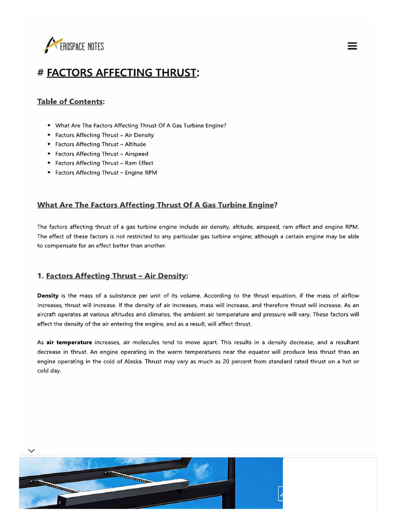 Factors Affecting Thrust | PDF