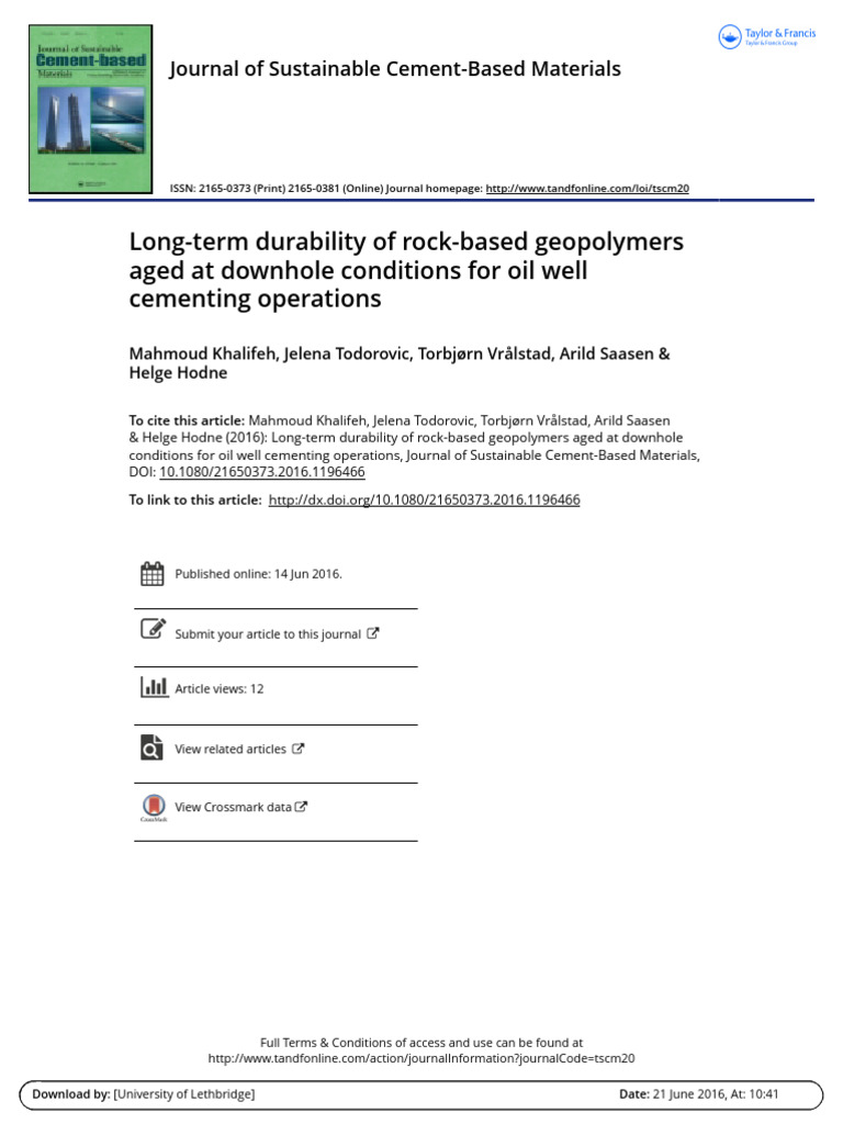 J Sust Cement Based Mat - Long Term Durability of Rock Based ...