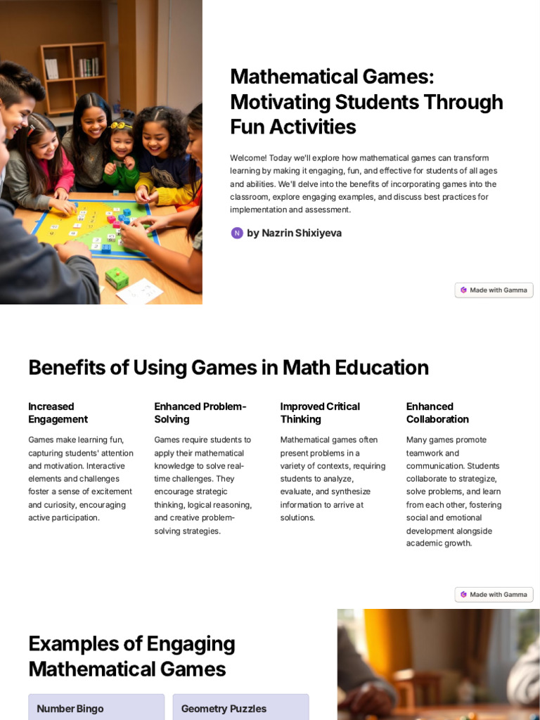Mathematical Games Motivating Students Through Fun Activities | PDF ...