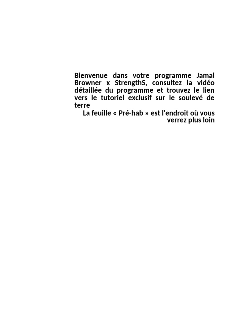 Programme Jamal Browner x StrengthS | PDF | Musculation | Exercice physique