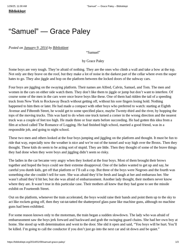 Grace Paley's "Samuel" Summary | PDF