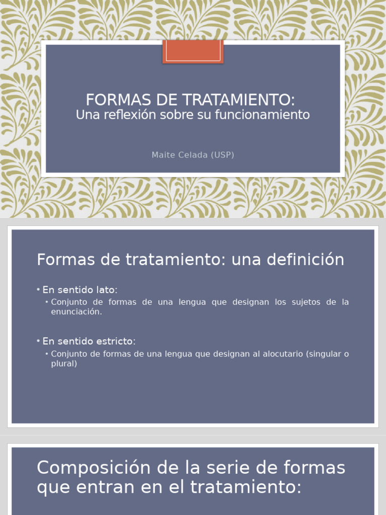 Formas de Tratamiento en Español | PDF | Gramática | Tipología Lingüística