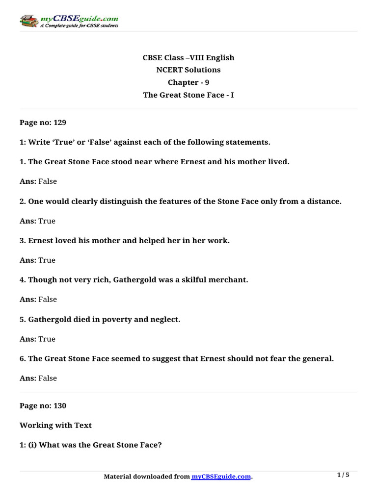 08 Eng Ncert Honeydew Ch09 The Great Stone Phase 1 Ques | PDF | Linguistics