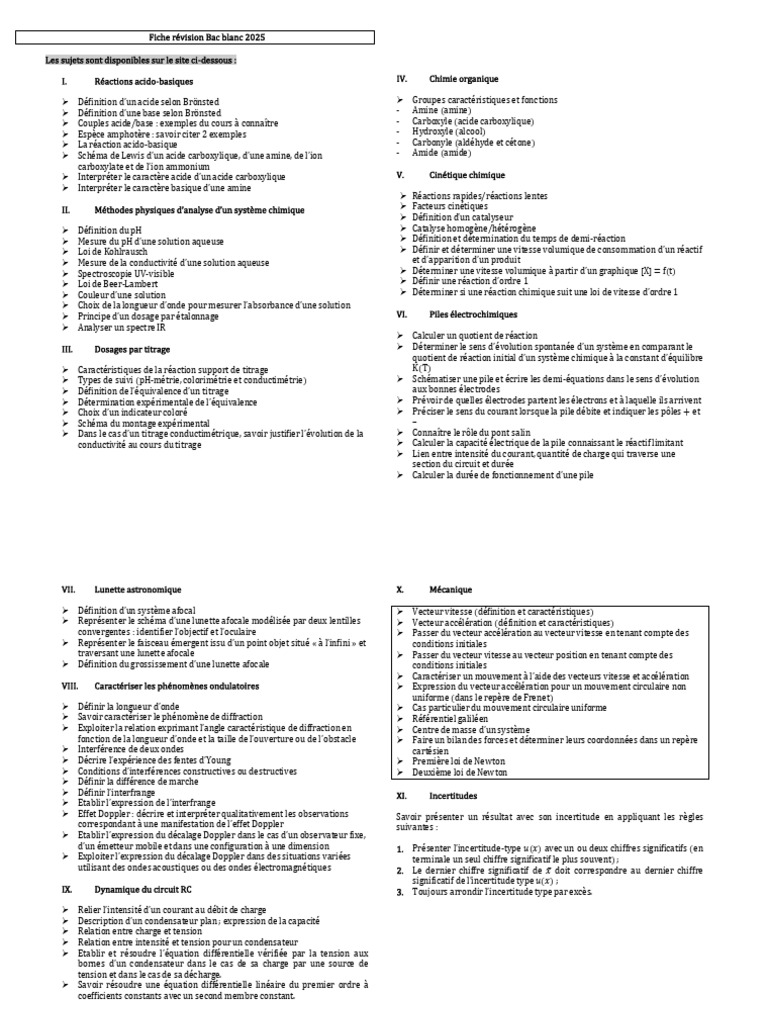 Révisions Bac Blanc 2025 | PDF | Effet Doppler | Titrage