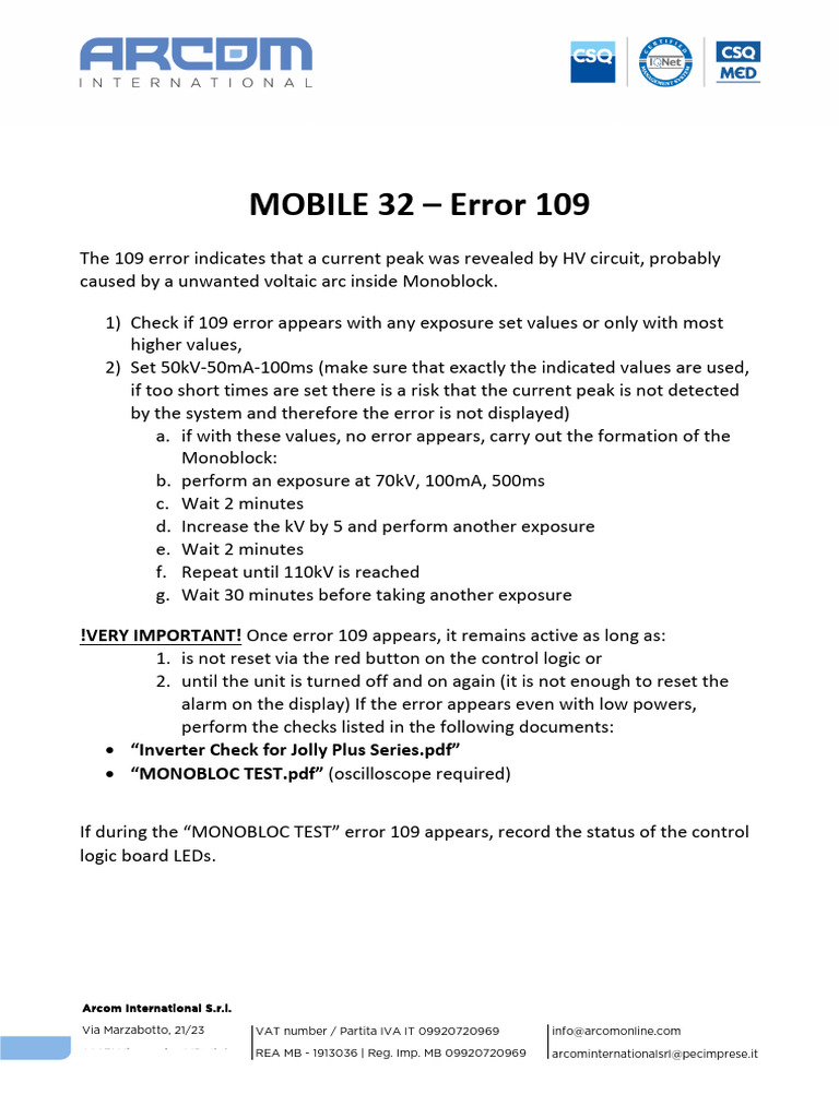 MOBILE 32 - Error 109 | PDF