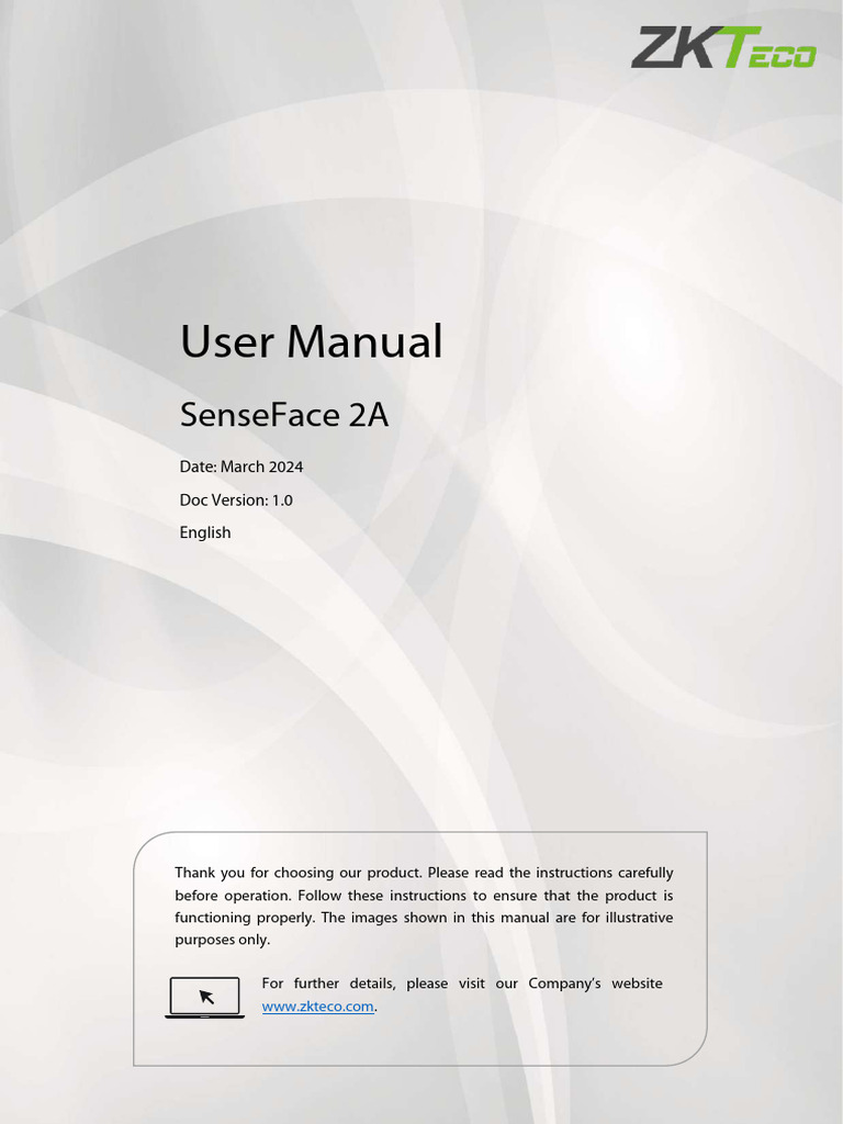 ZK - SenseFace 2A - UM - EN v1.0 - 20240327 - Compressed | PDF | Authentication | Fingerprint