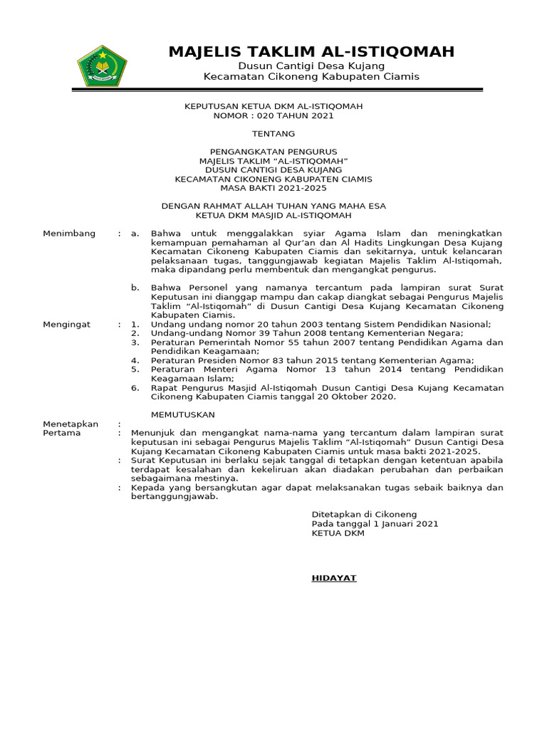 SK Majelis Taklim | PDF
