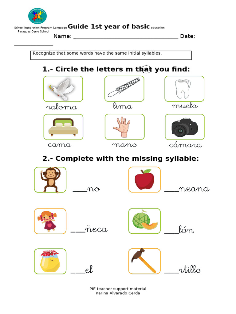 Guide For First Grade Letters M, P, L, S | PDF