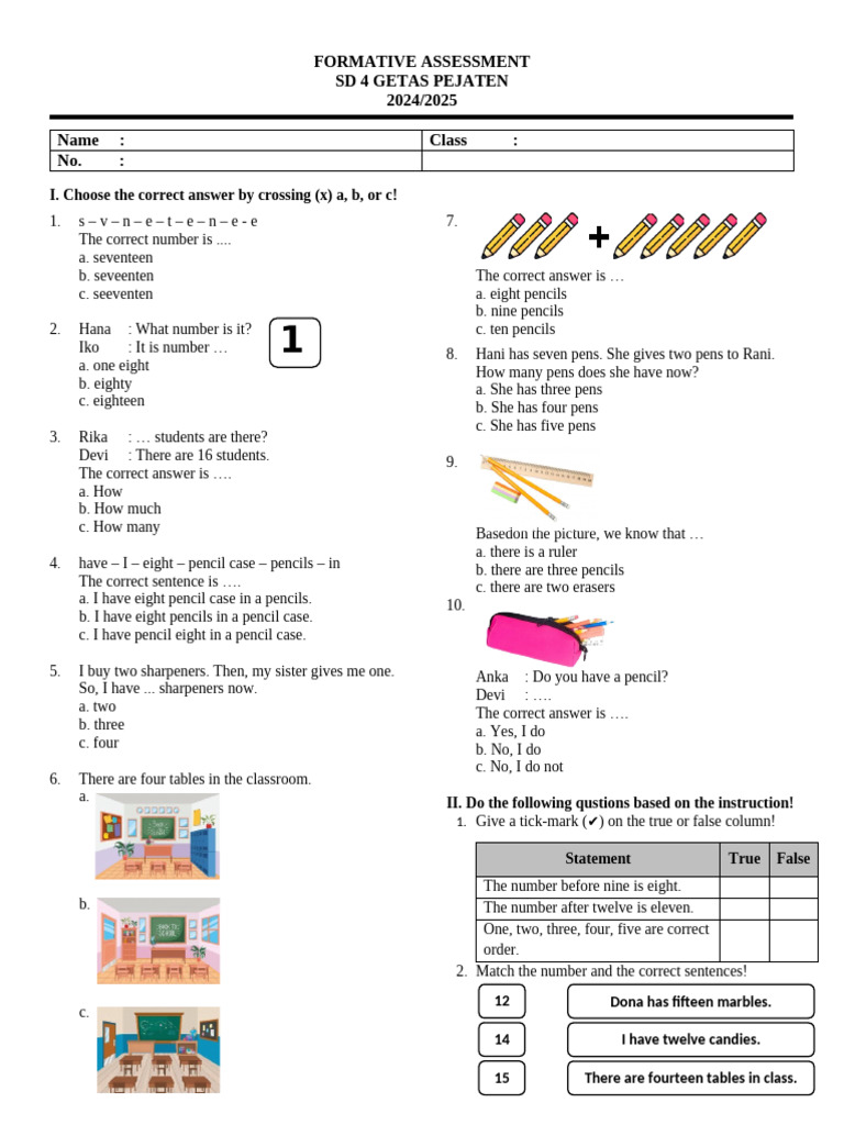 UAS Kelas 2 | PDF | Writing Implements | Graphite