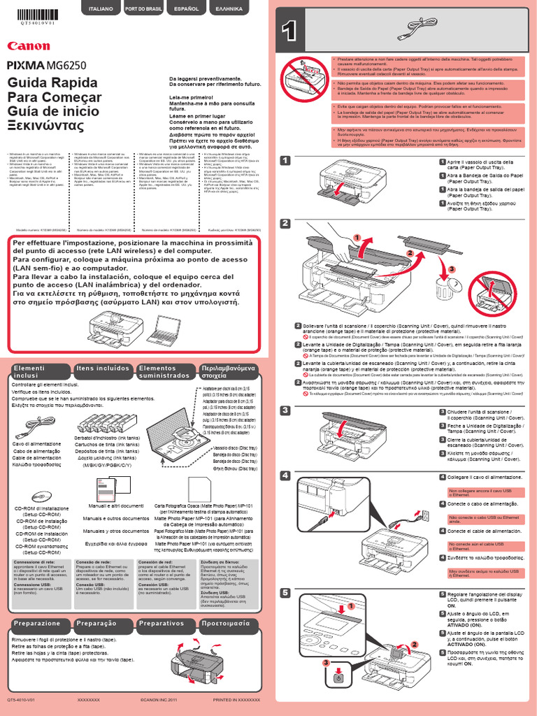 PIXMA MG6200 GettingStarted MultiLanguage ES IT PT v1.0 | PDF