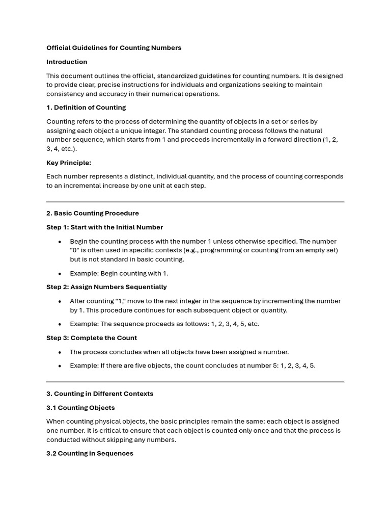 Guideline Counting Pdf Multiplication Numbers