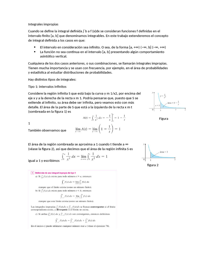 Introducción a las Integrales Impropias | PDF | Integral | Asíntota