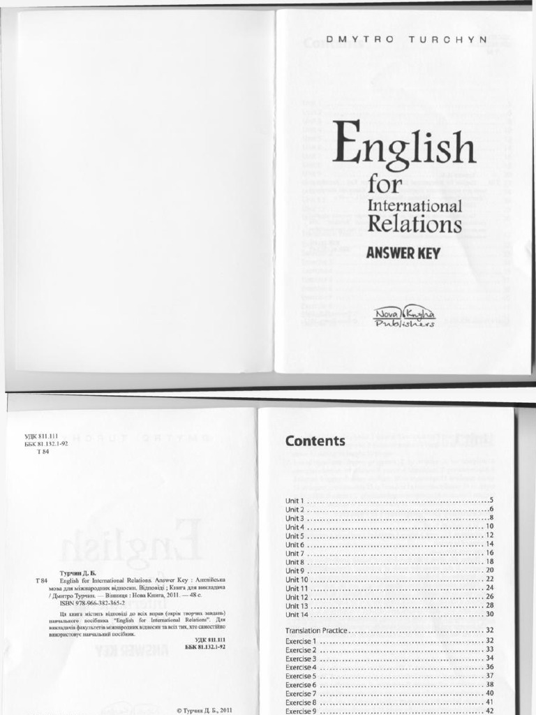 Turchyn D English For International Relations Answer Key PDF Free | PDF