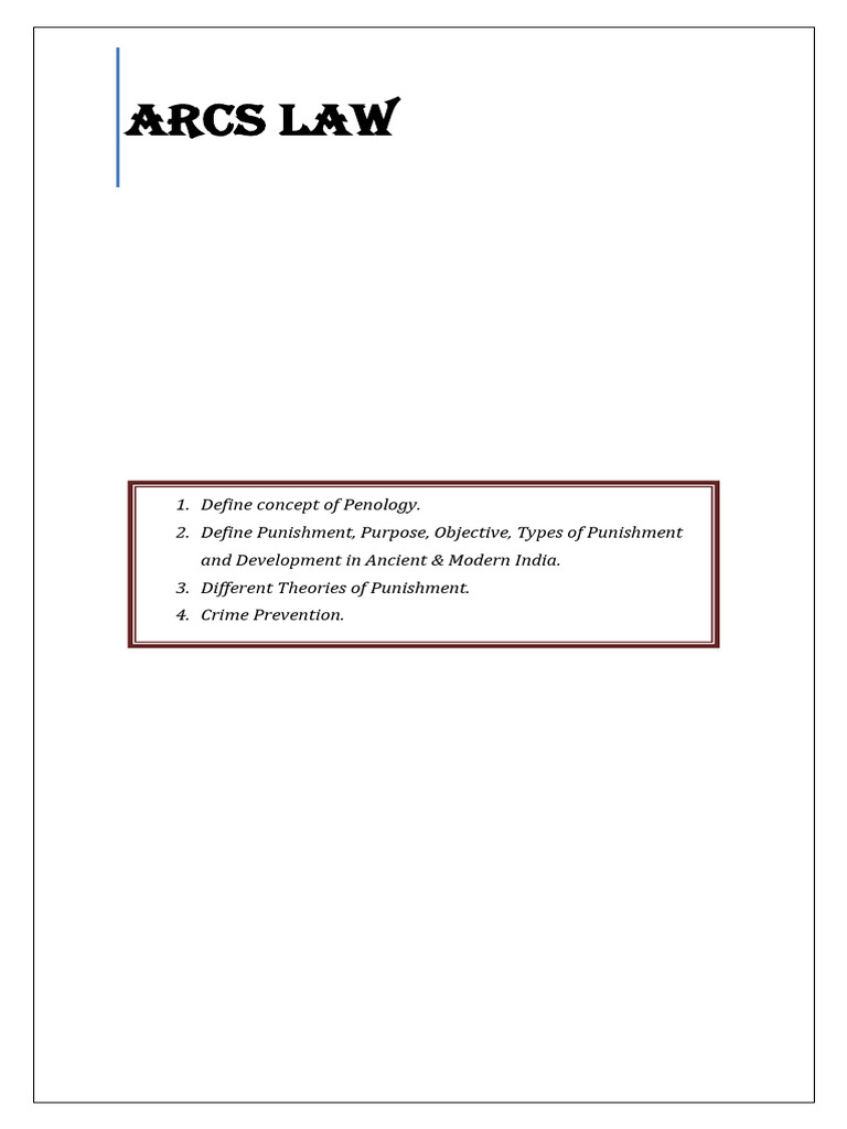 Penology & Victimology Unit 1 | PDF | Punishments | Crimes