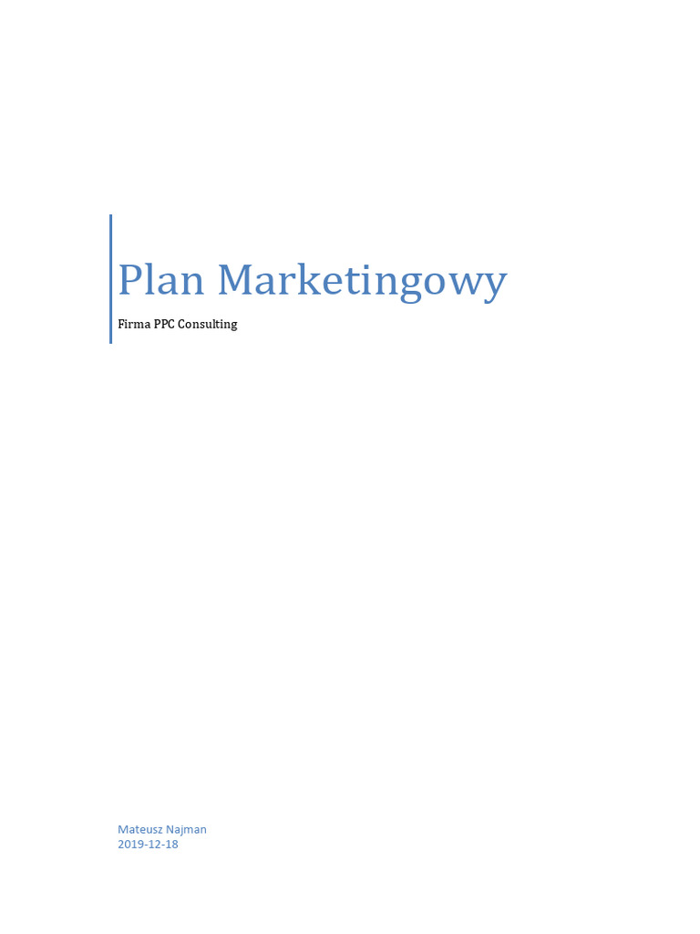 Plan Marketingowy - Mateusz Najman | PDF