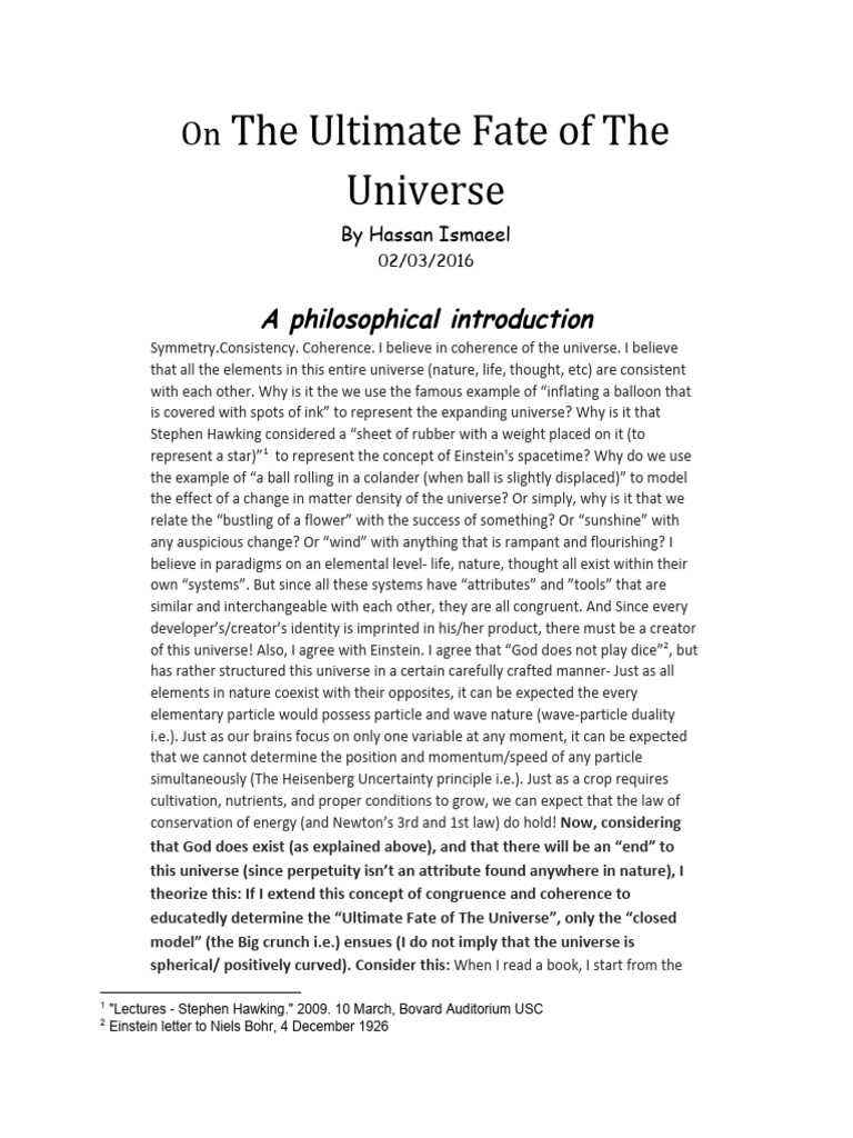 Ultimate Fate of the Universe Explored | PDF | Universe | Physical ...