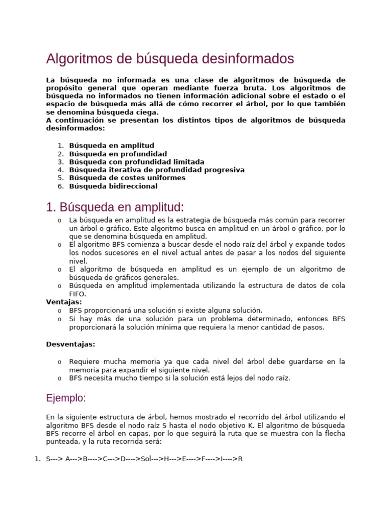 Algoritmos de Búsqueda No Informados | PDF | Complejidad de tiempo ...