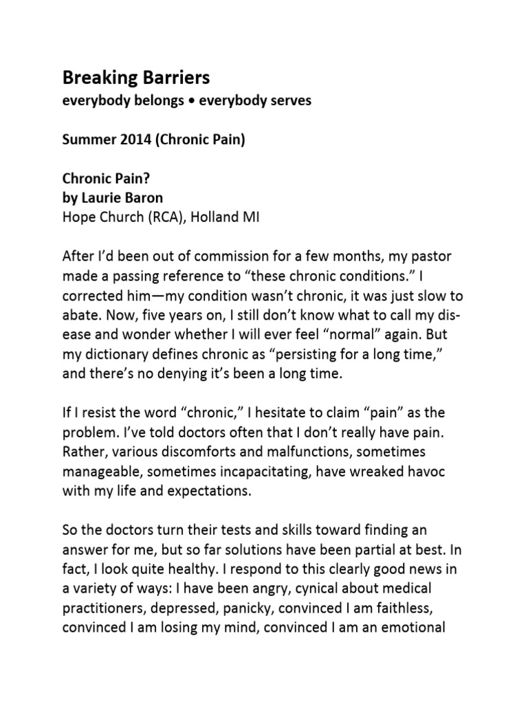 Break Barriers 54 chaPTER | PDF | Pain | Diseases And Disorders