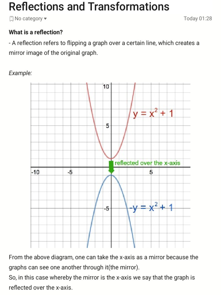 Reflections and Transformations | PDF | Cartesian Coordinate System ...