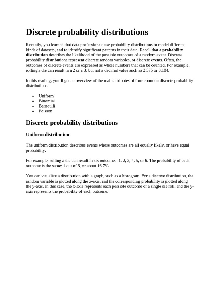 Discrete Probability Distributions | PDF | Probability Distribution ...