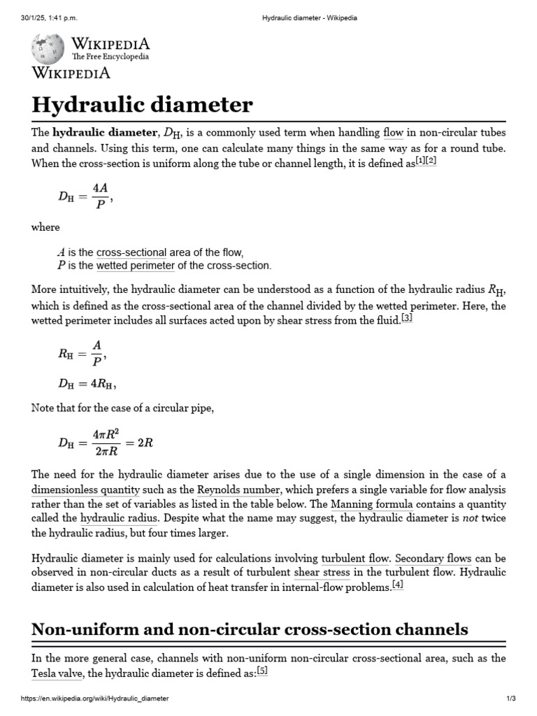 Hydraulic diameter | PDF | Continuum Mechanics | Chemical Engineering
