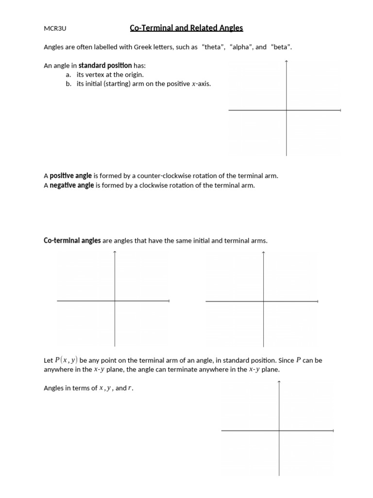Understanding Terminal Arms of Angles | PDF | Angle | Trigonometric ...