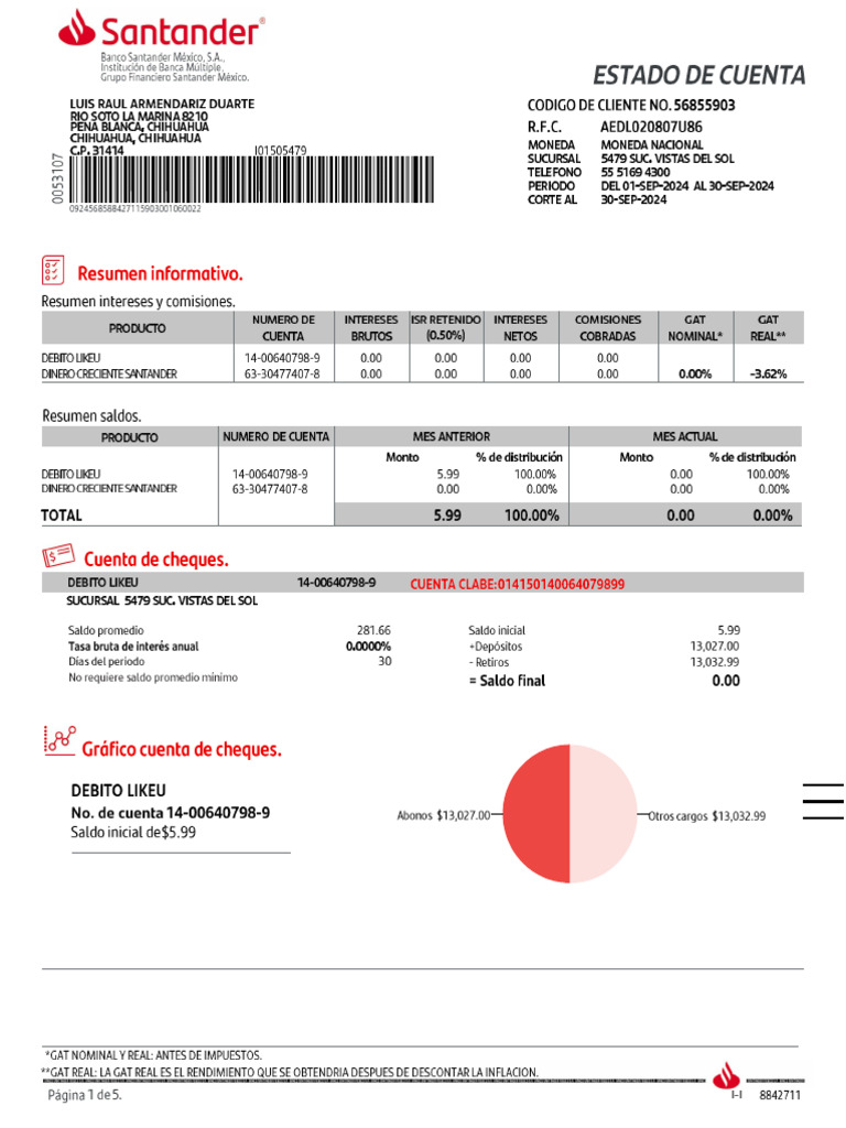 Estado de Cuenta Septiembre 2024 | PDF