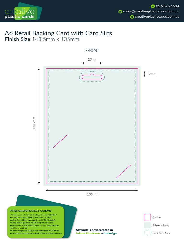 Template - CPC CH 005C - Retail Backing Cards - Slits | PDF