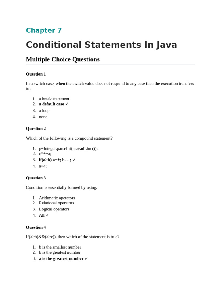 Std 9 Chapter 7 Conditional Statements In Java1 Pdf Control Flow