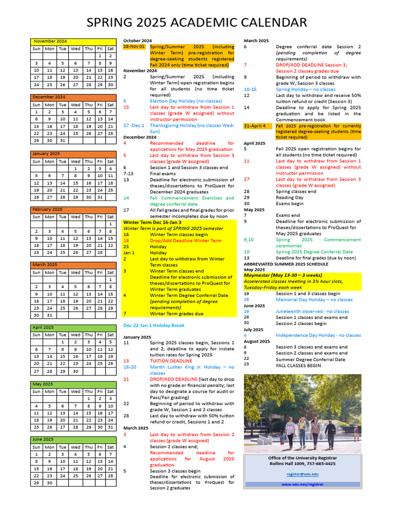 Spring 2025 Academic Calendar | PDF | Academia | Higher Education