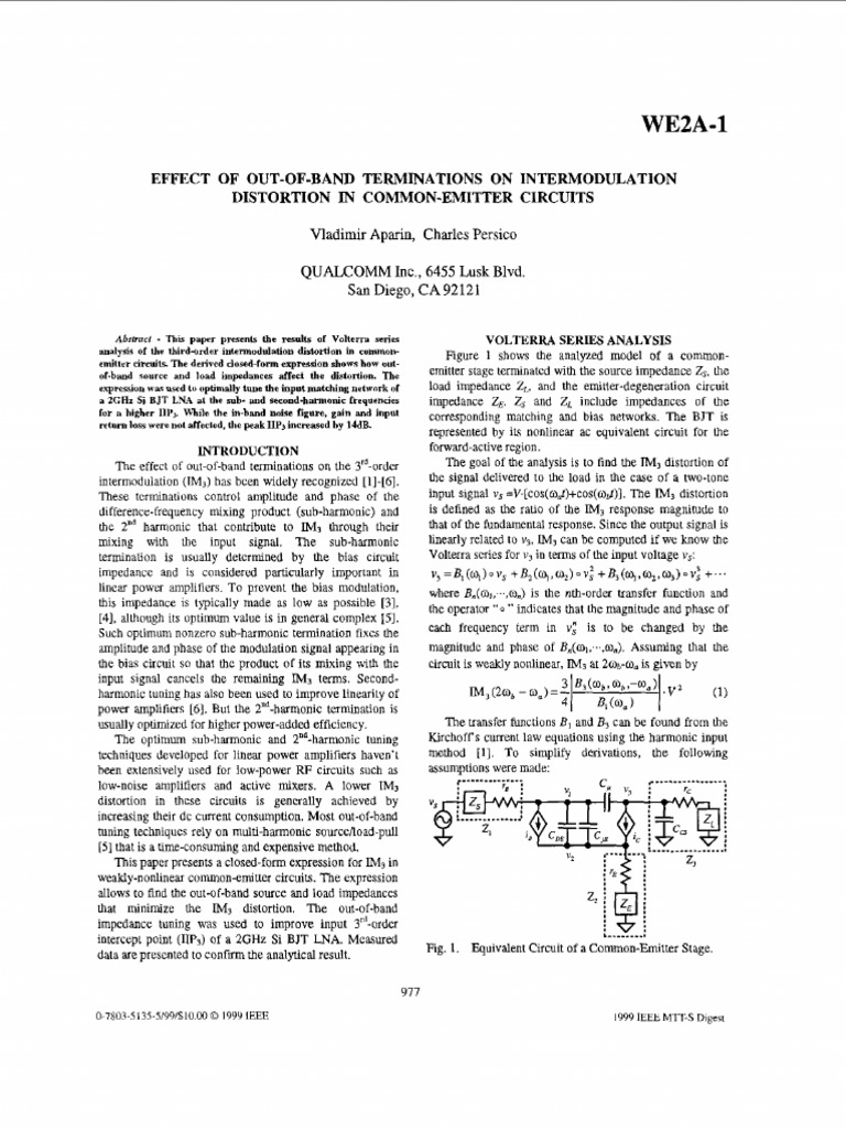 Effect of Out of Band Termination On Intermodulation Distortion in ...