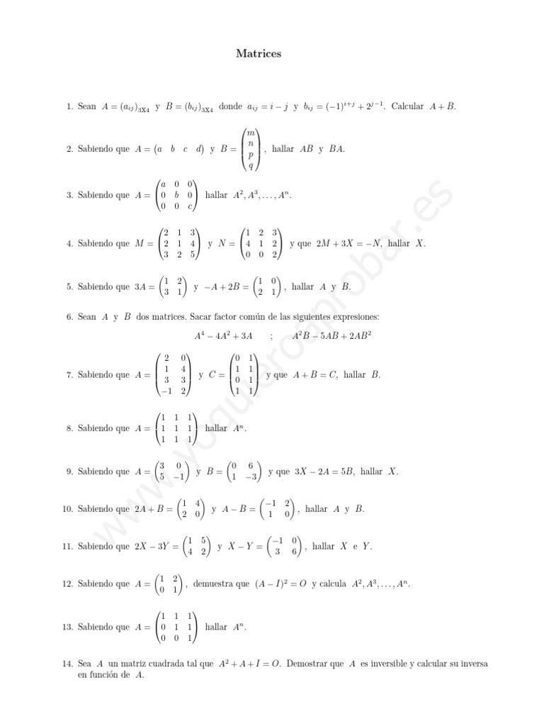 1 1 Matrices | PDF | Teoría de la matriz | Álgebra