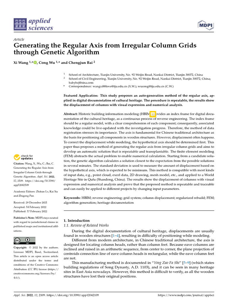 Generating the Regular Axis from Irregular Column Grids through Genetic Algorithm | PDF ...