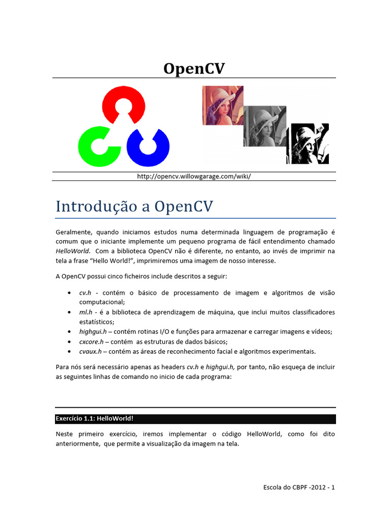 Introdução ao OpenCV: Hello World e Funções | PDF | Ponteiro ...