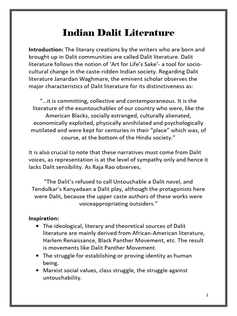 Dalit Literature | PDF | Dalit
