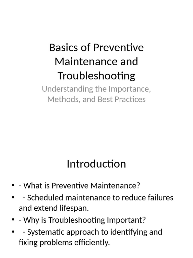Preventive Maintenance & Troubleshooting Guide | PDF | Troubleshooting | Computing