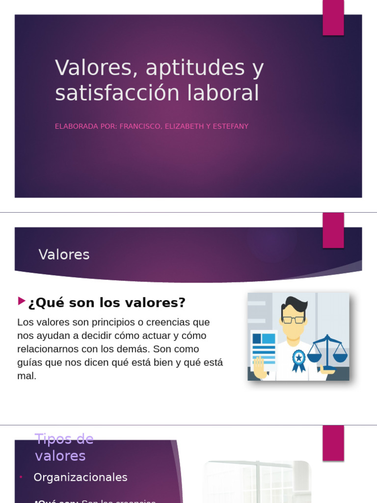 Valores, Aptitudes y Satisfacción Laboral | PDF | Las emociones ...