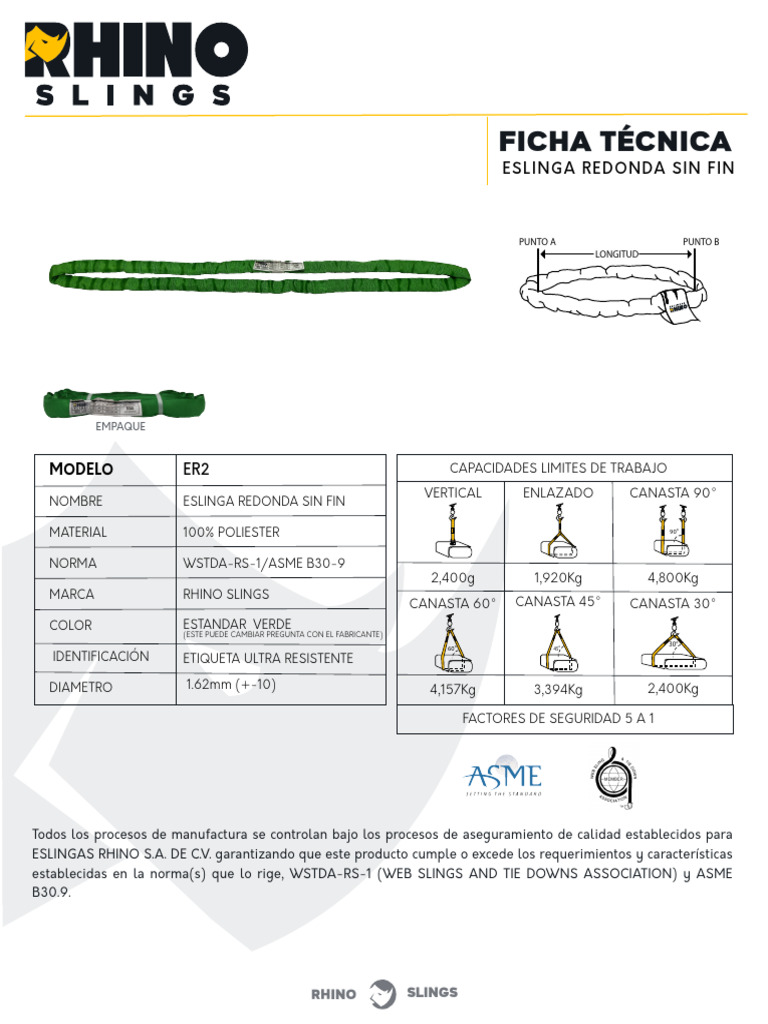 Ficha Técnica: Eslinga Redonda Sin Fin | PDF