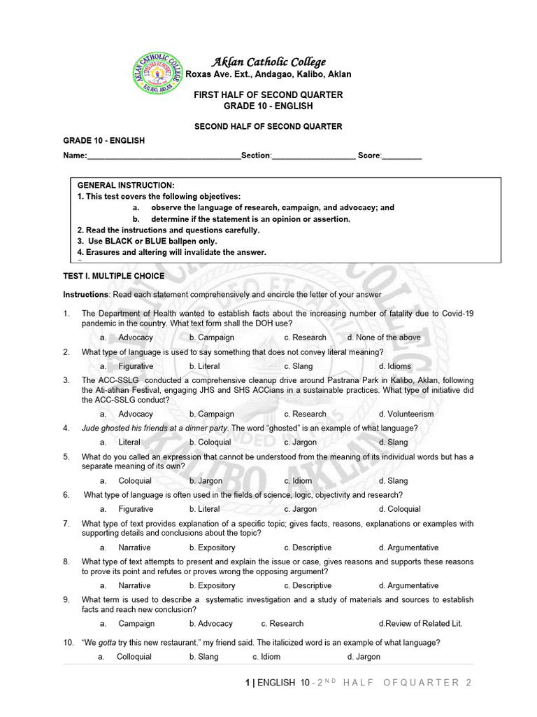 G10-TEST-ITEMS | PDF | Opinion