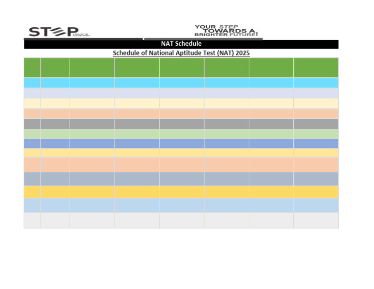 NAT 2025 Test Schedule Overview | PDF