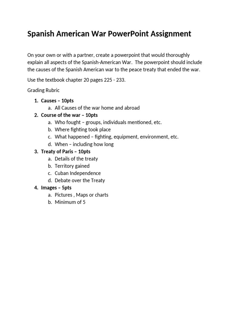 Spanish-American War PowerPoint Guide | PDF