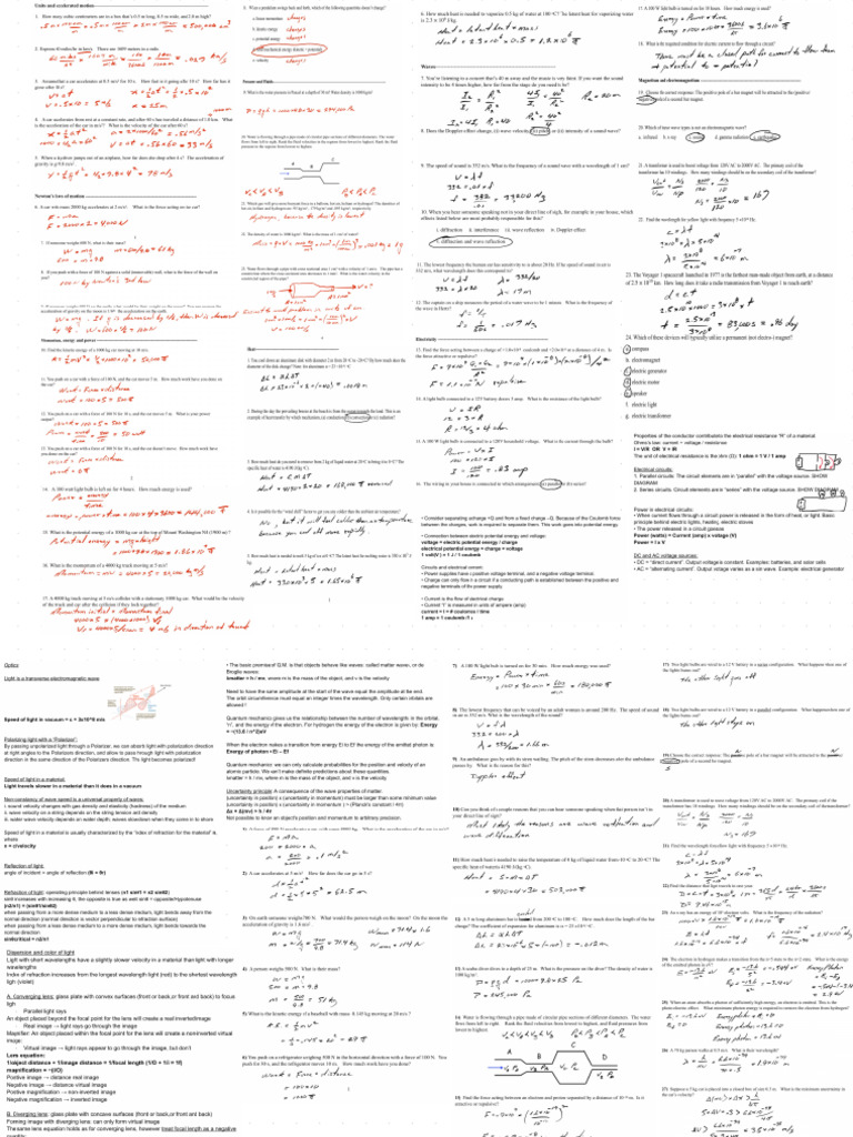 Physics 100 Final Cheat Sheet | PDF