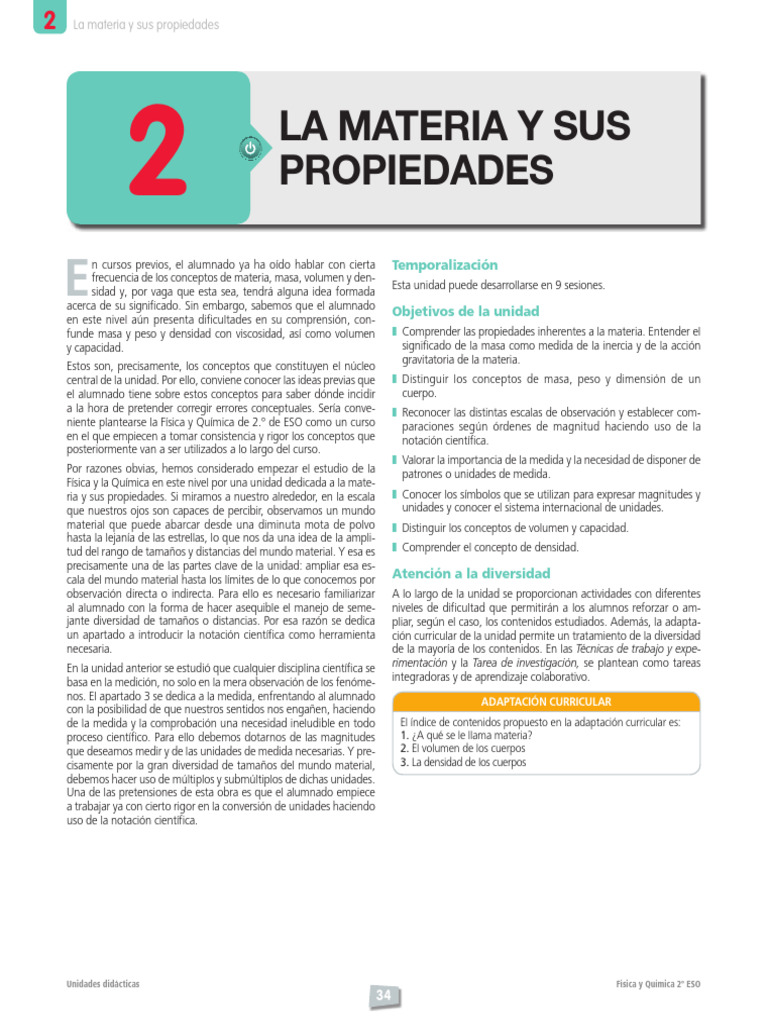 Propiedades de la Materia en 2º ESO | PDF | Importar | Densidad