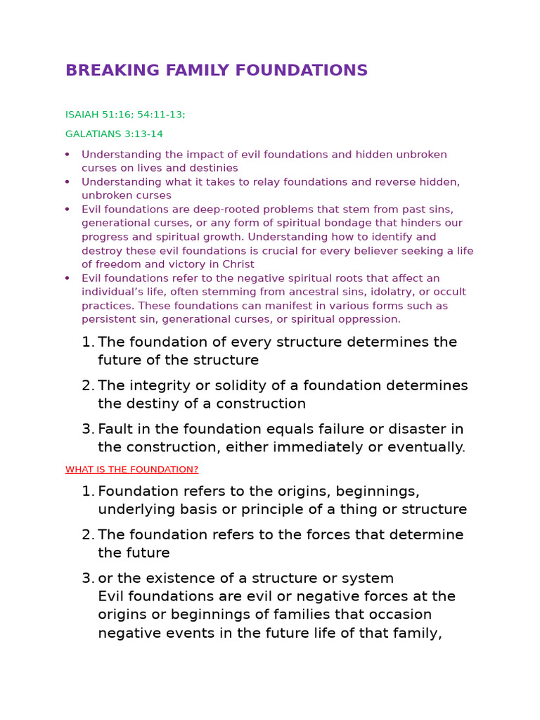 Breaking Evil Family Foundations | PDF | Jesus | Book Of Genesis