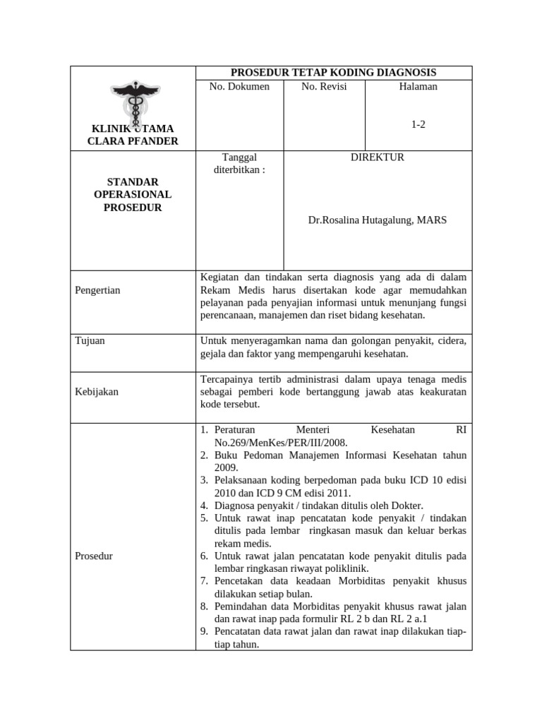 Sop Prosedur Tetap Koding Diagnosis | PDF