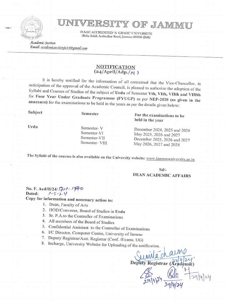 Syllabi of Urdu Under FYUGP of 5th To 8th Sem NEP | PDF